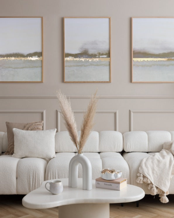 Creme Abstract Line Real Gold Set Of 3 Posters 50x70cm – GlamPosters