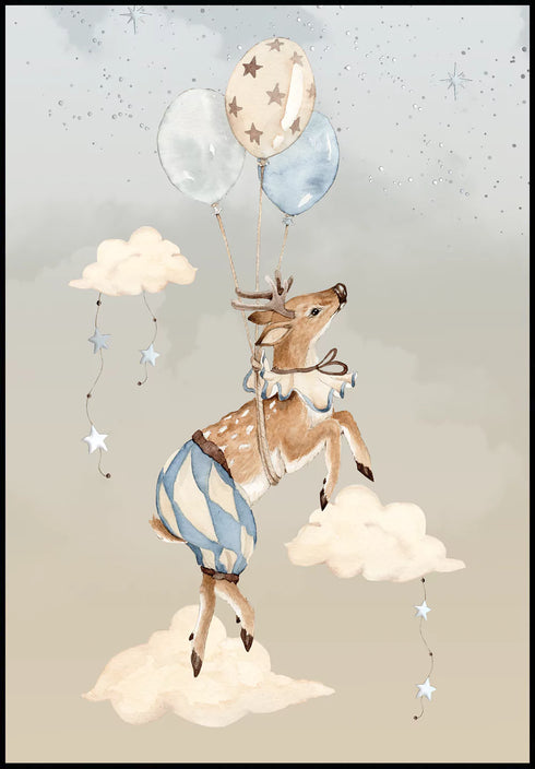 Flying Deer Real Silver Poster - GlamPosters.com