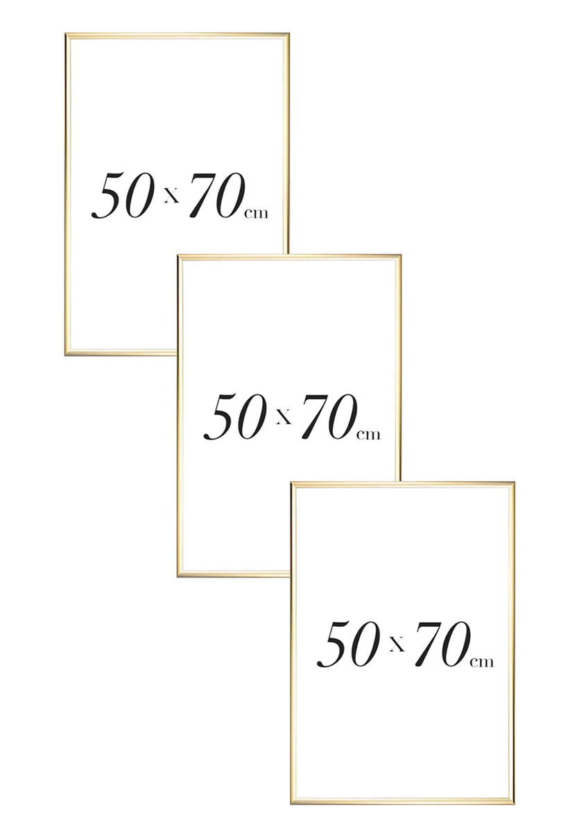 Set Of 3 Gold Metallic Frames 50x70cm – GlamPosters