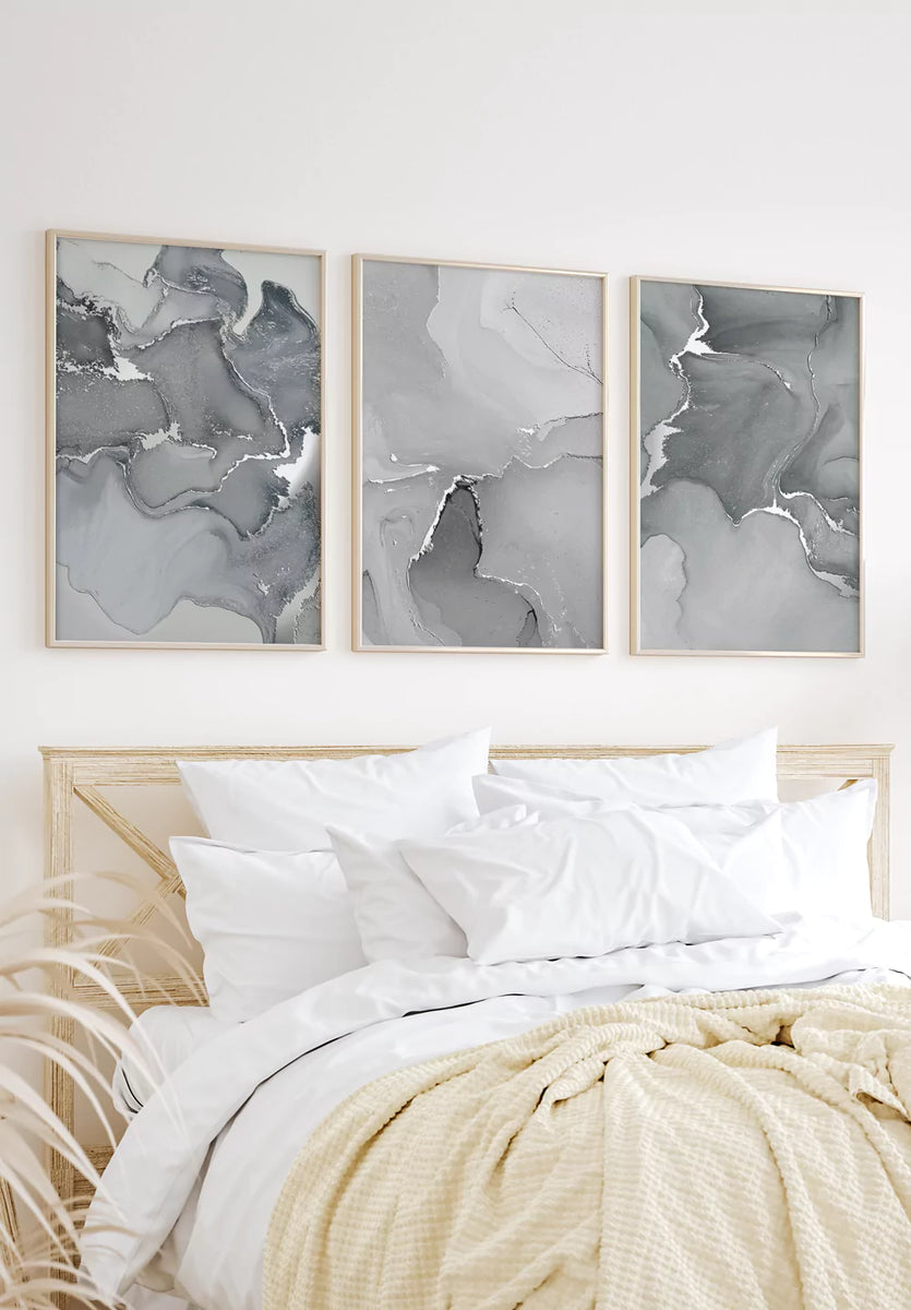 Dusty Blue Real Silver Set Of 3 Posters 50x70cm – GlamPosters
