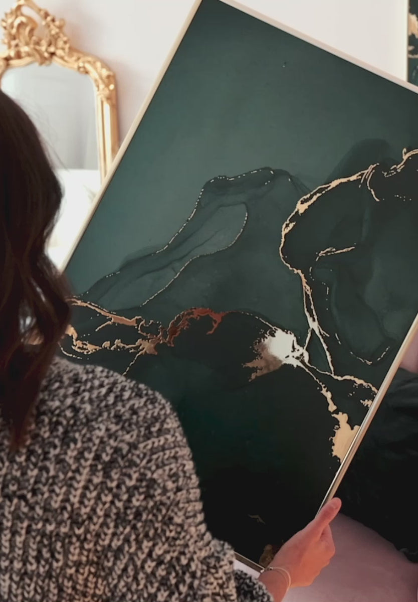 Green Marble Real Gold Set Of 2 Posters 50x70cm – GlamPosters