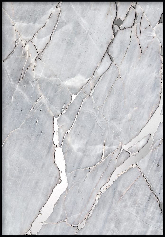 Grey Marble Real Silver Poster 50x70cm – GlamPosters