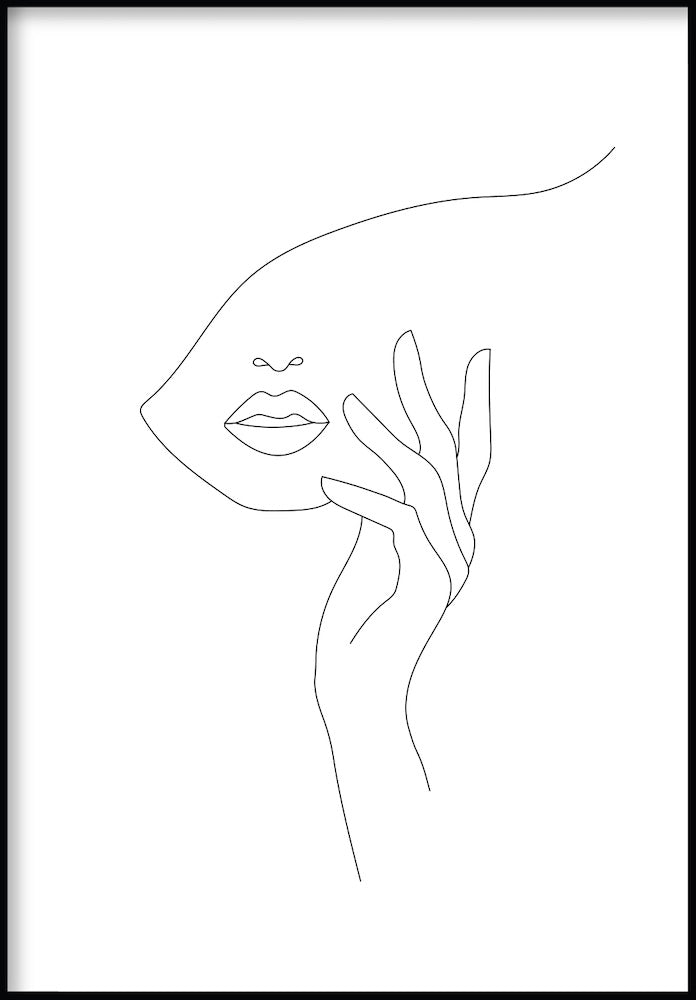 Hand On Face Line Art Poster 50x70cm – GlamPosters